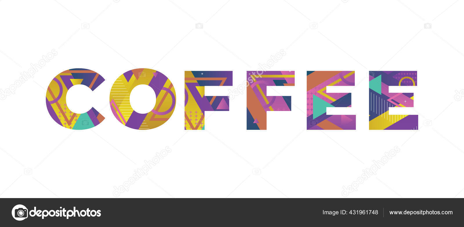 Word Coffee Concept Written Colorful Retro Shapes Colors Illustration ...