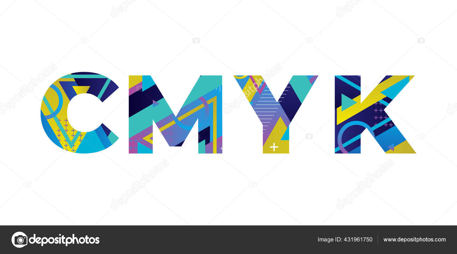 Word Cmyk Concept Written Colorful Retro Shapes Colors Illustration ...