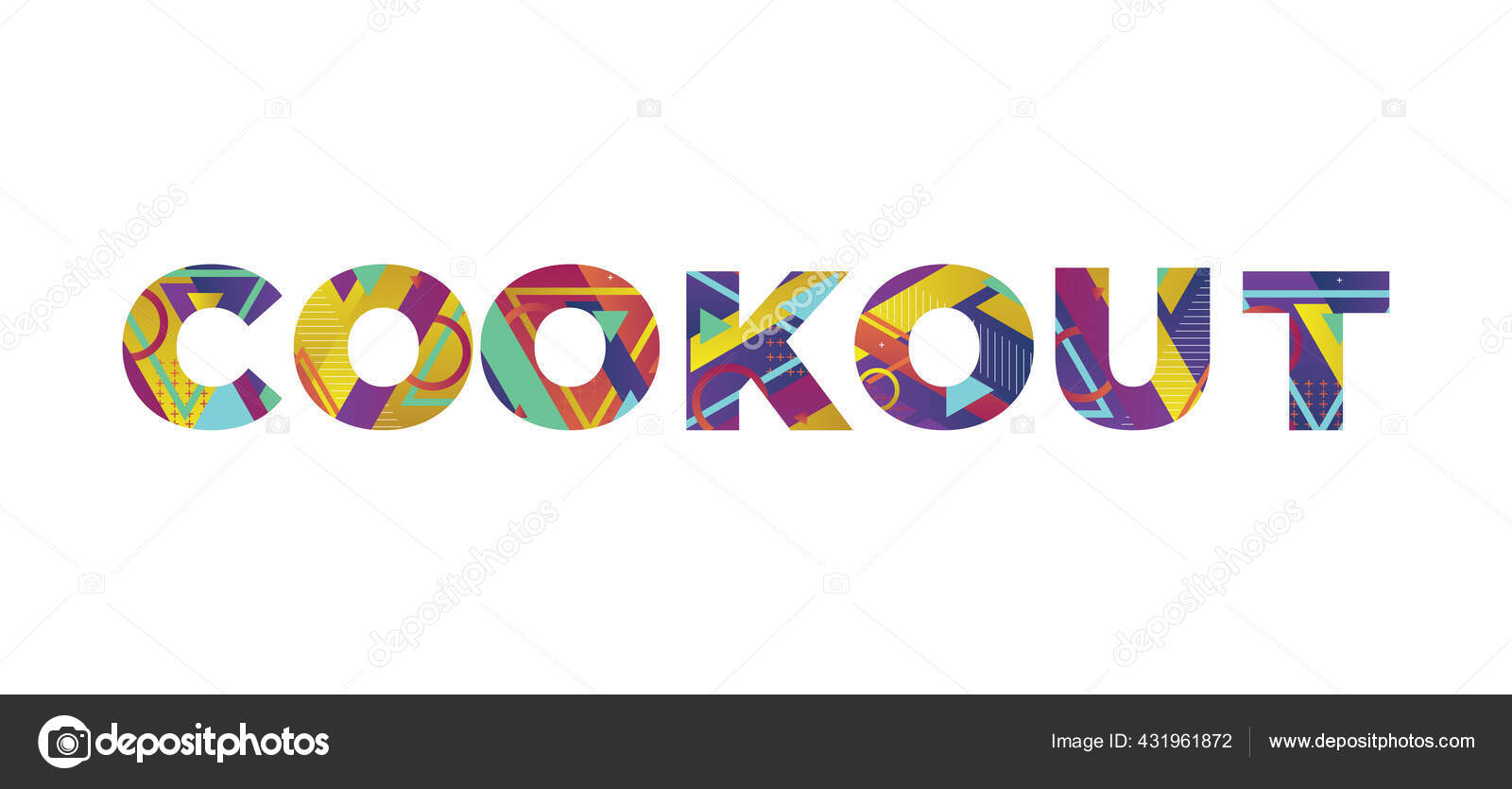 Word Cookout Concept Written Colorful Retro Shapes Colors Illustration ...