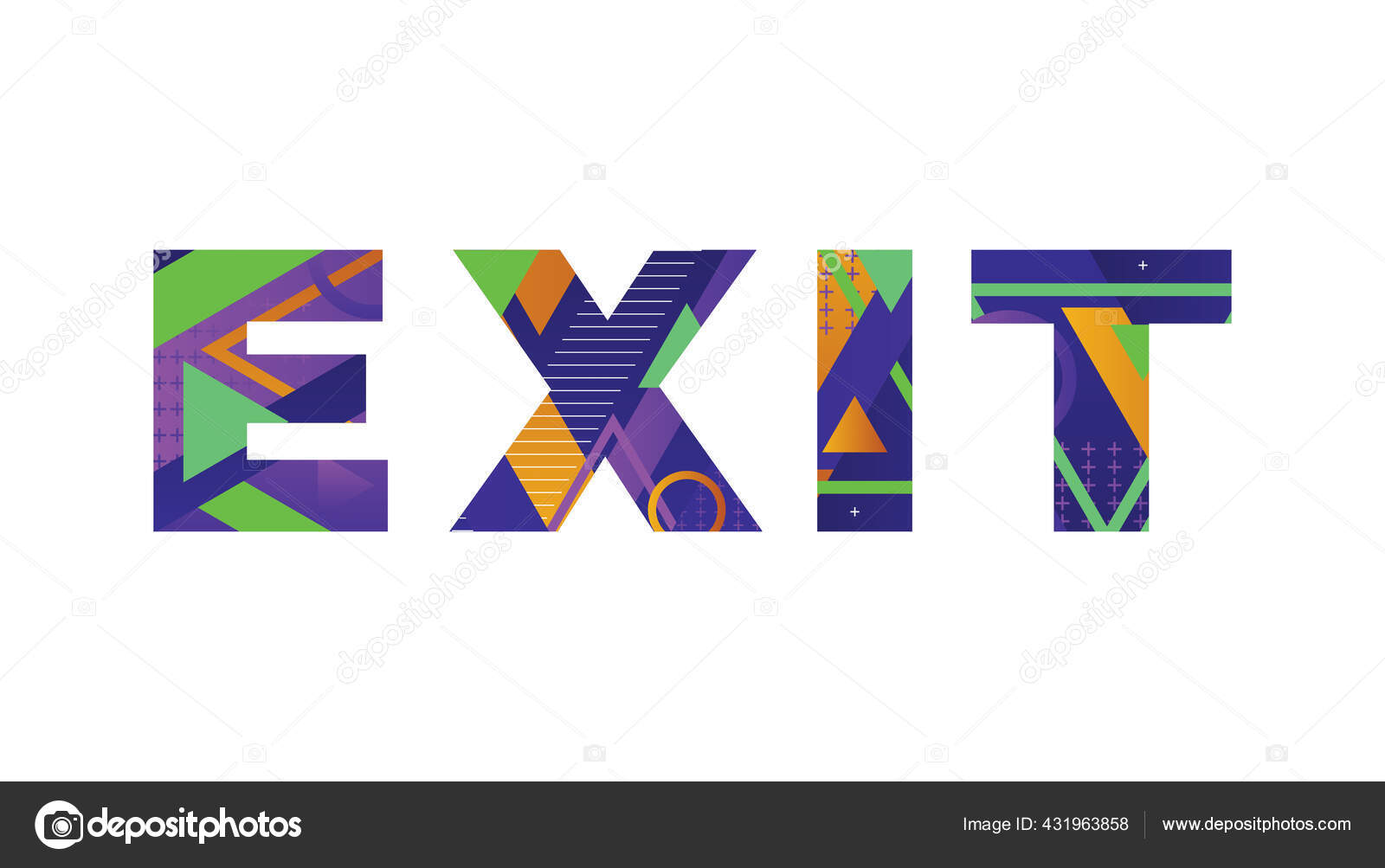 Word Exit Concept Written Colorful Retro Shapes Colors Illustration ...