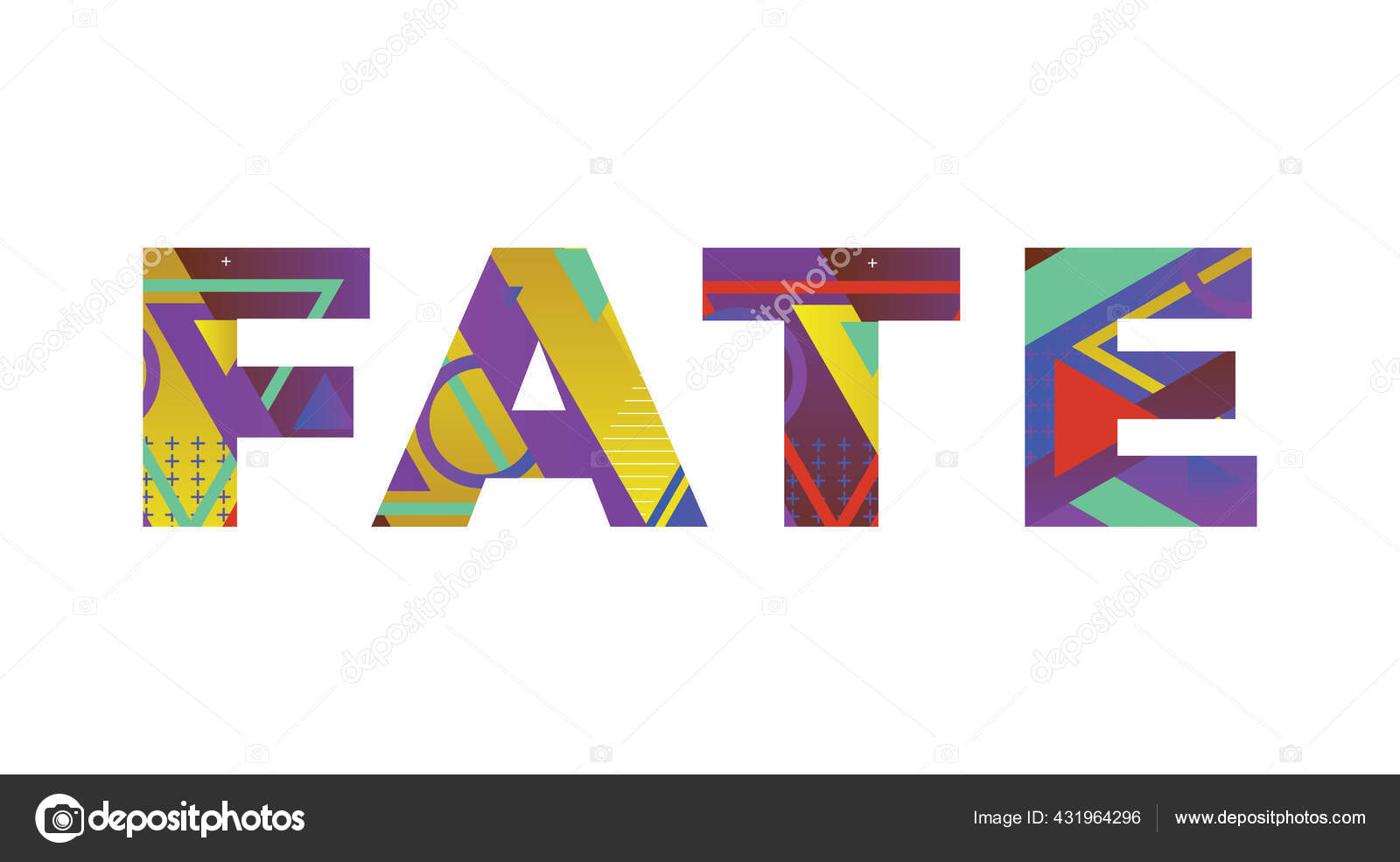 Palabra Fate Concepto Escrito Coloridas Formas Retro Colores ...