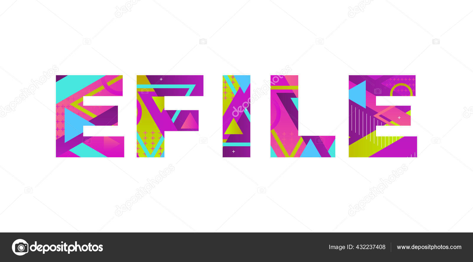 Word Efile Concept Written Colorful Retro Shapes Colors Illustration ...