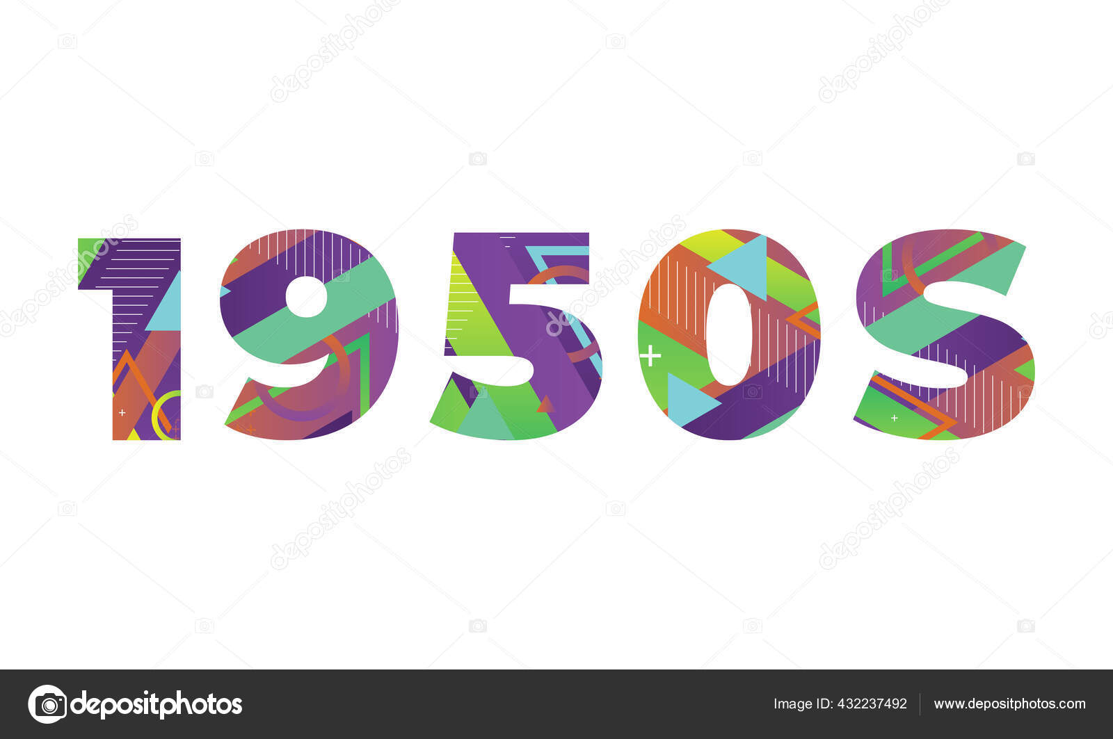 Word 1950S Concept Written Colorful Retro Shapes Colors Illustration ...