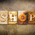 Shop Letterpress Concept Isolated on White Stock Photo by ...