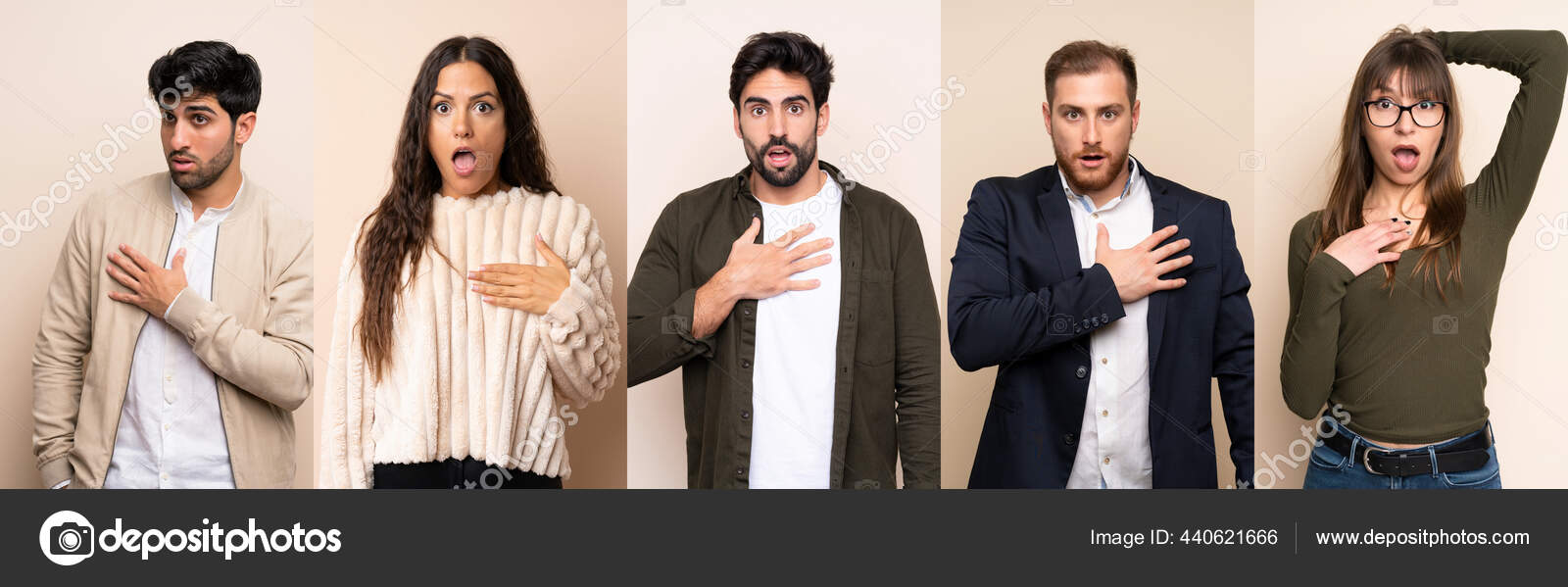 Set People Surprised Shocked While Looking Right Stock Photo by ...