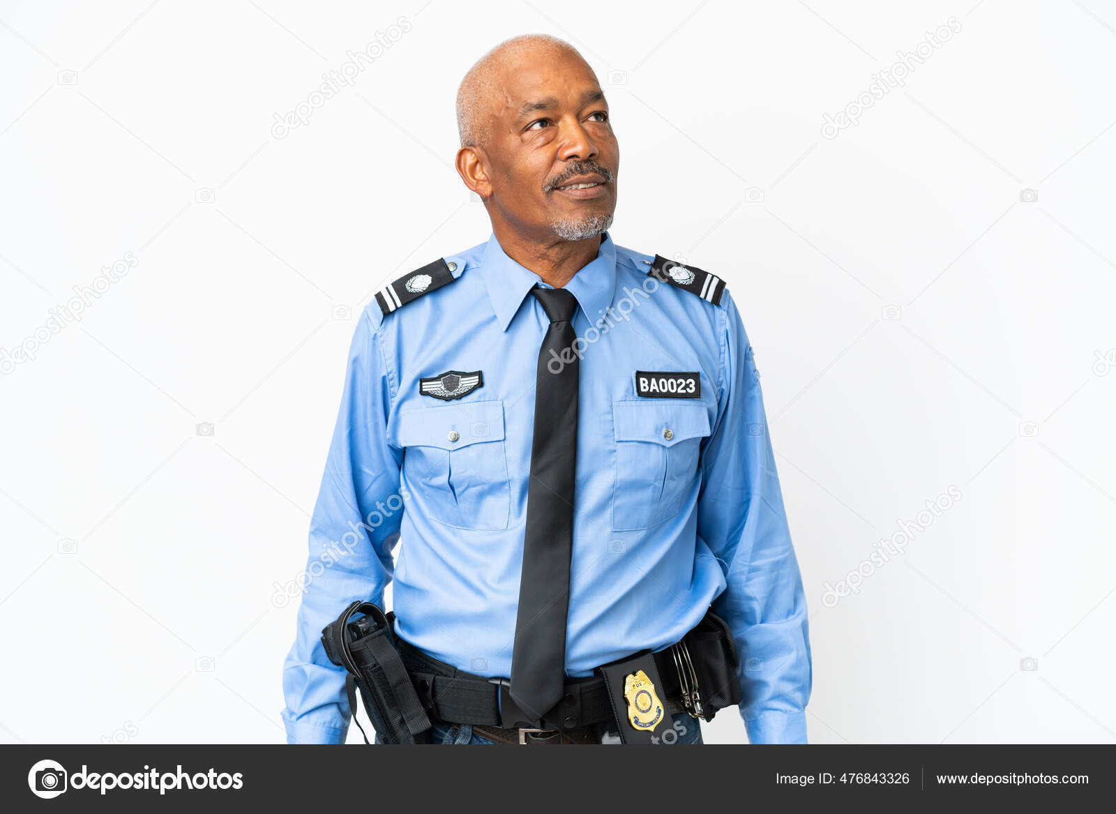 Young Police Man Isolated White Background Thinking Idea While Looking ...