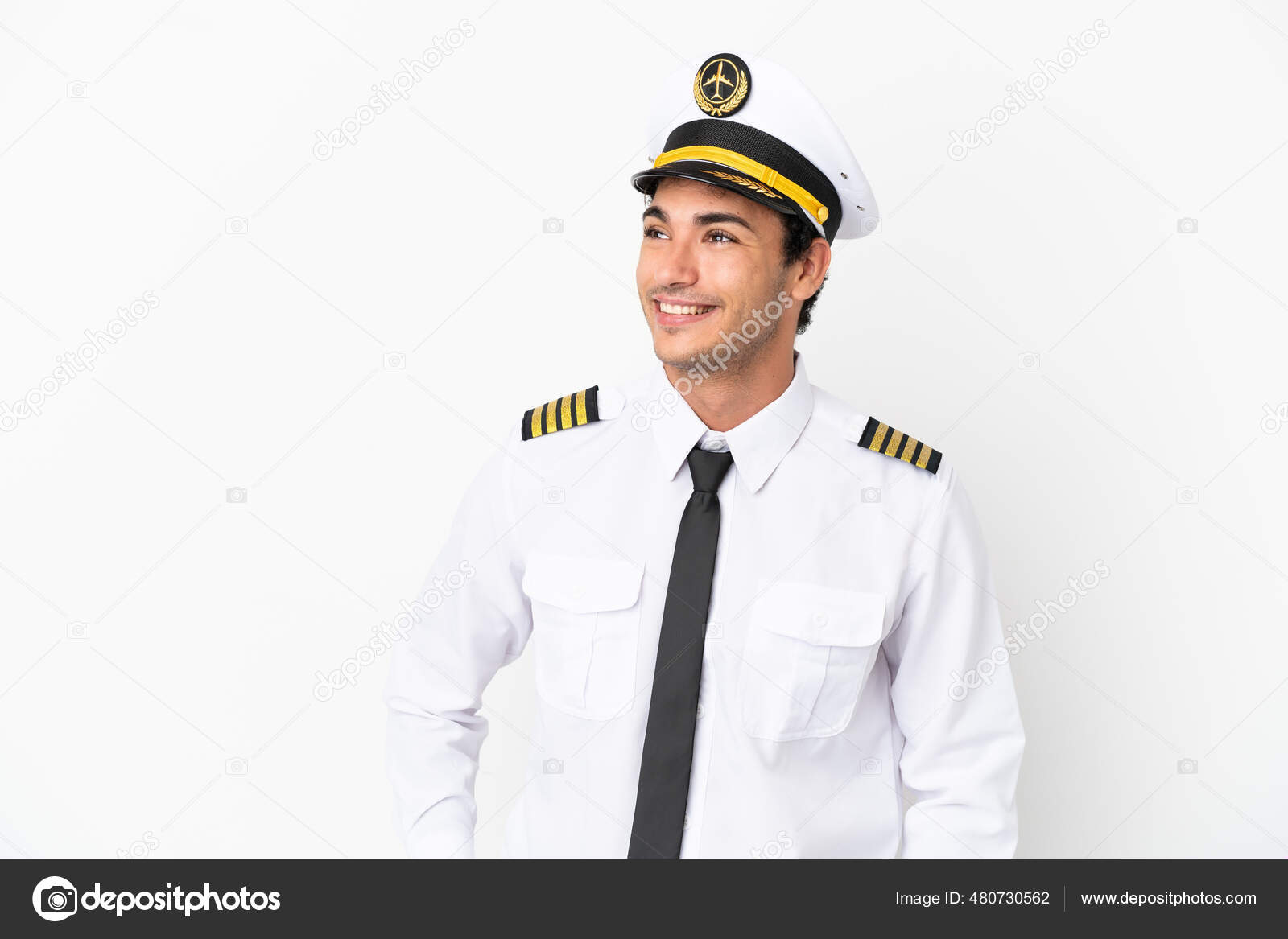 Airplane Pilot Isolated White Background Laughing — Stock Photo ...