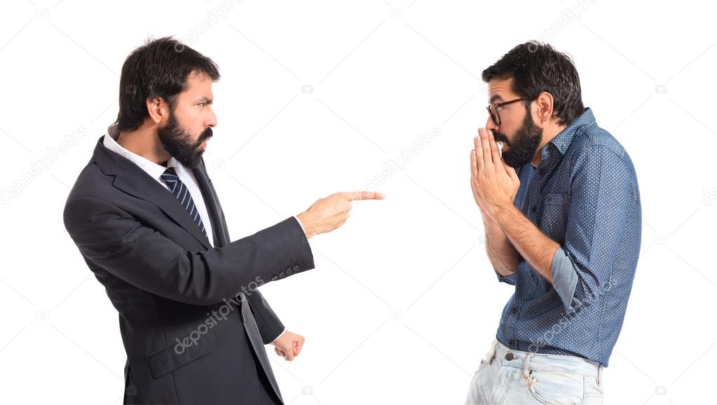 Person angry with his brother over white background — Stock Photo ...