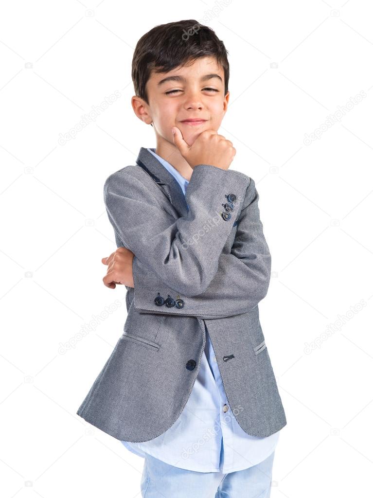 Boy thinking over white background — Stock Photo © luismolinero #82993346