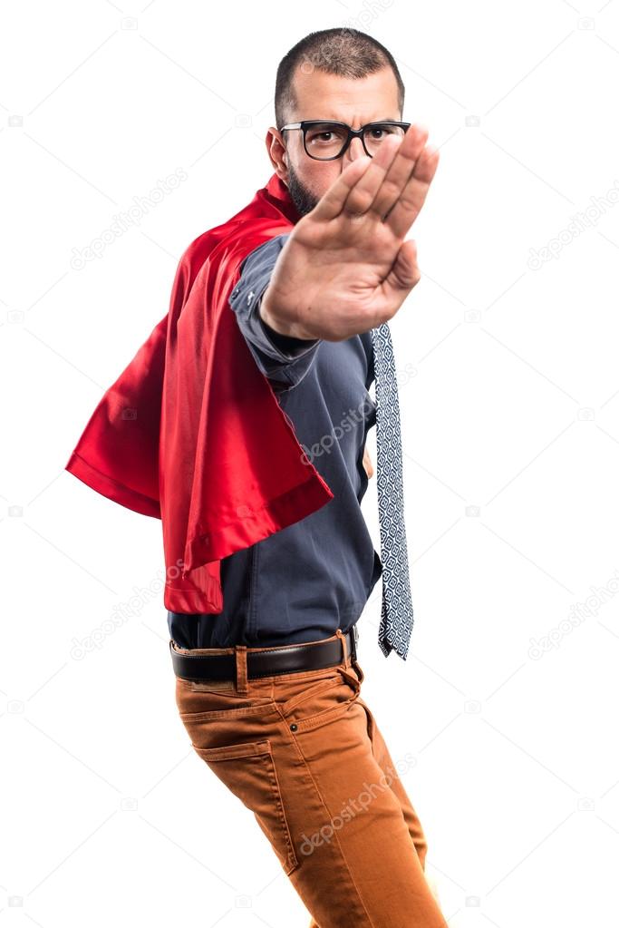 Super hero making stop sign — Stock Photo © luismolinero #90716620