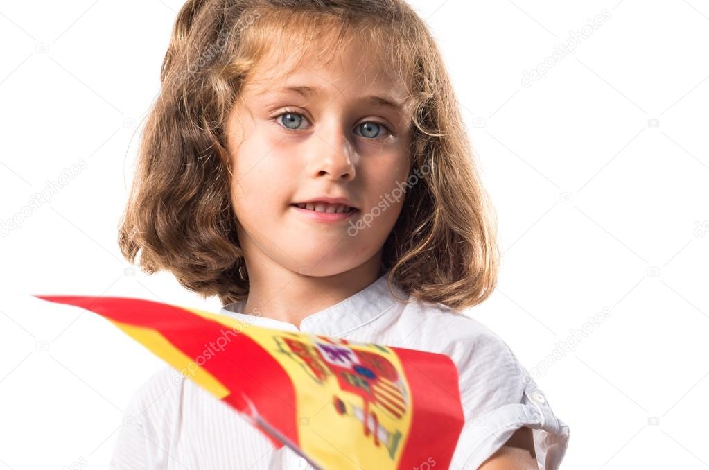 Kid holding a spanish flag — Stock Photo © luismolinero #91821878