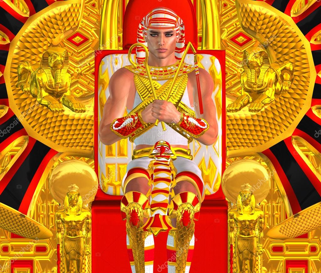 Faraón egipcio Ramsés sentado en el trono. Una versión moderna del arte ...