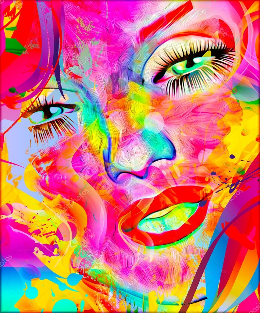 Colorful abstract, Womans face. Stock Illustration by ©Tim0920 #85678434