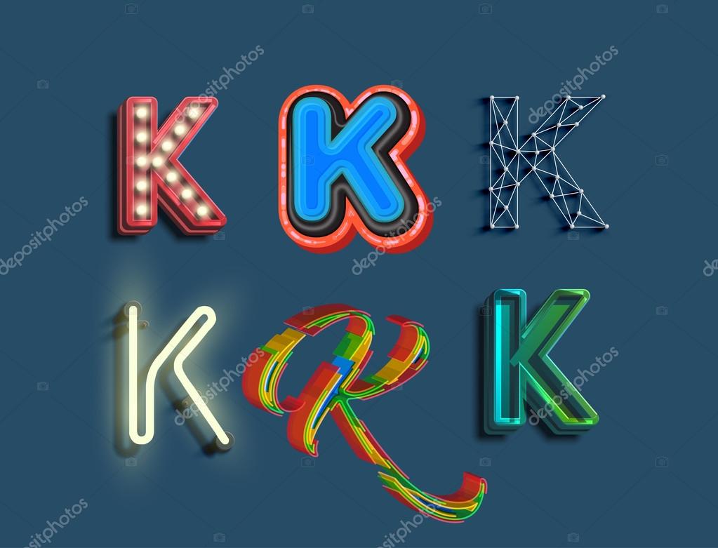 K character set of 6 different styled font Stock Vector by ©Seby87 ...