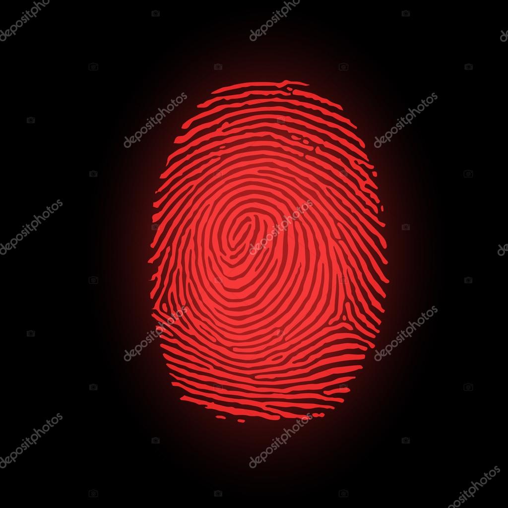 Red fingerprint on black background, vector illustration Stock Vector ...