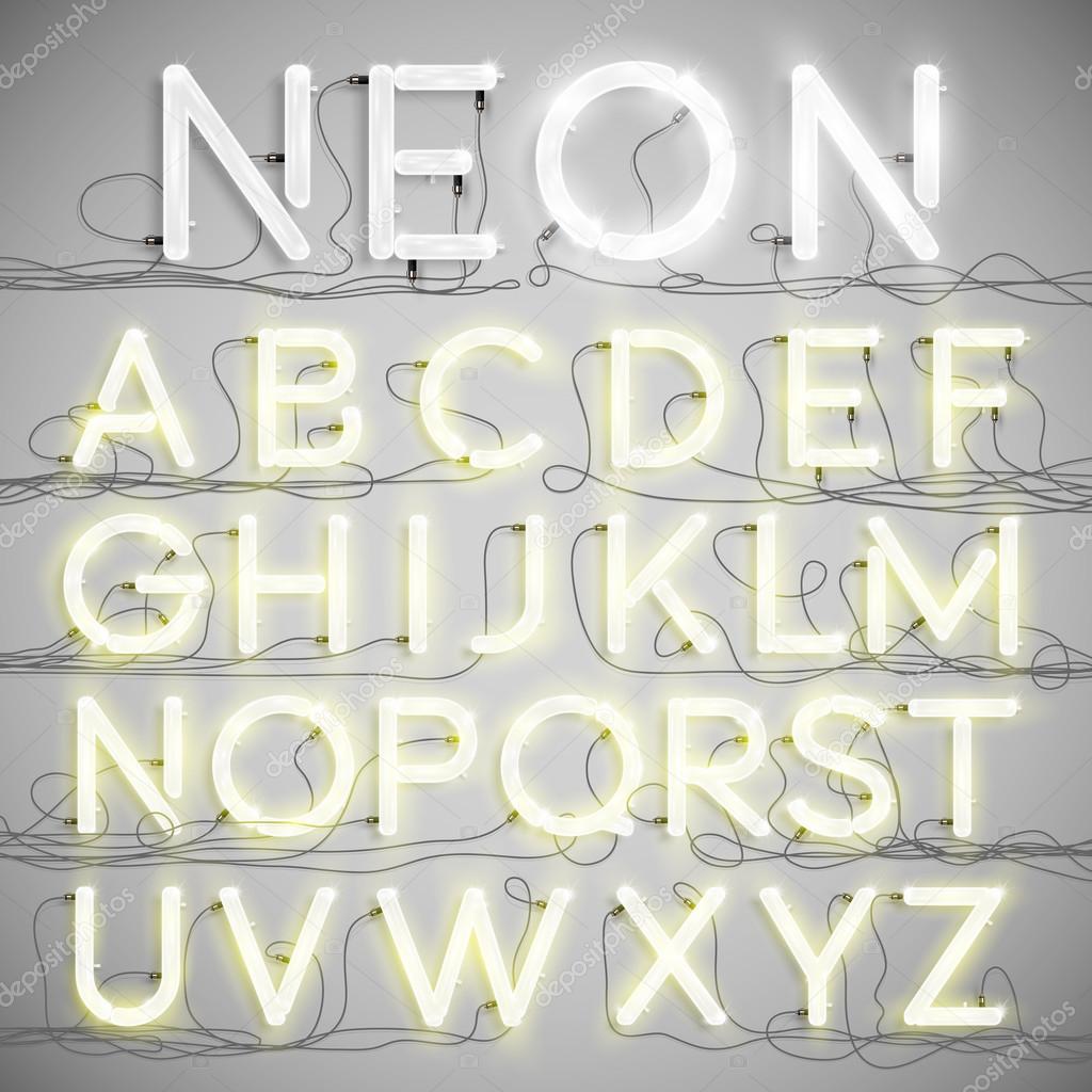 Realistic neon alphabet — Stock Vector © Seby87 #64504615