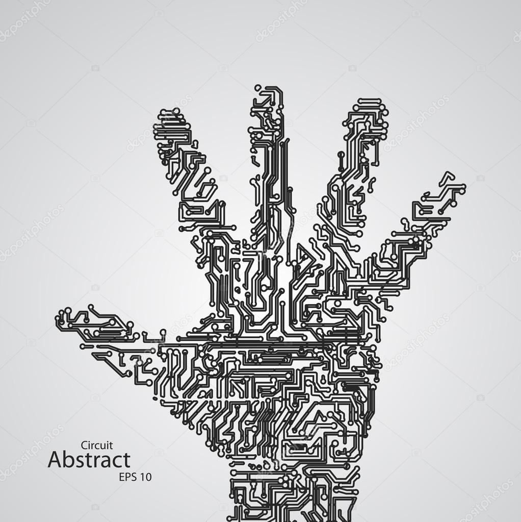 Circuit board shape of hand palm eps10 Stock Vector Image by ...