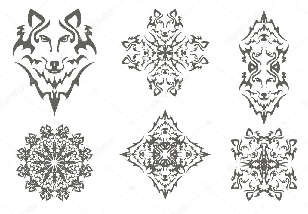 Tribal wolf symbols Stock Vector Image by ©lion21 #104186836