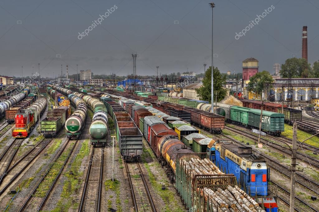 Marshalling yard cargo terminal of the Russian Railways, St. Petersburg ...
