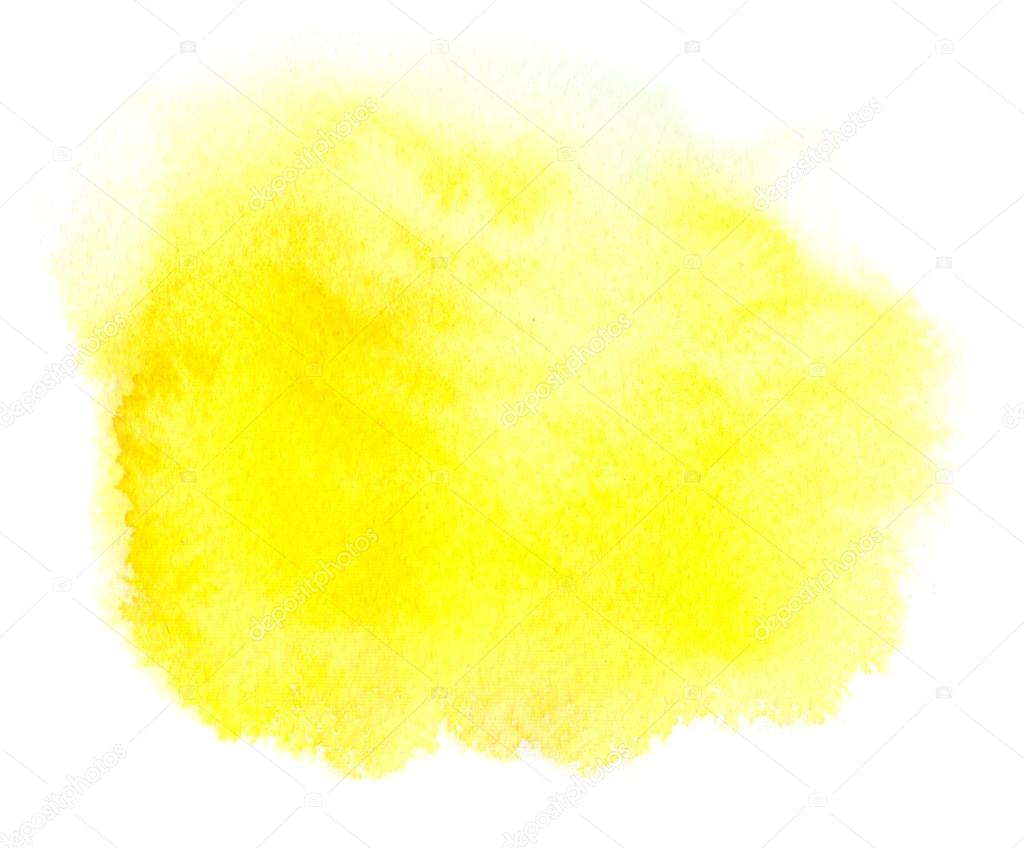 Bright yellow watercolor spot with watercolour paint smudge Stock ...