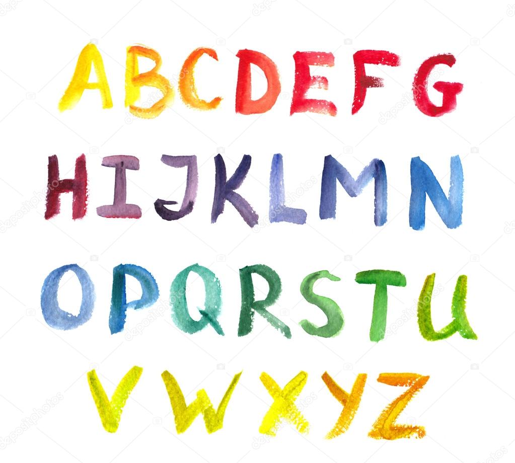 Rainbow set of grunge watercolor abc Stock Illustration by ©zzzorikk ...
