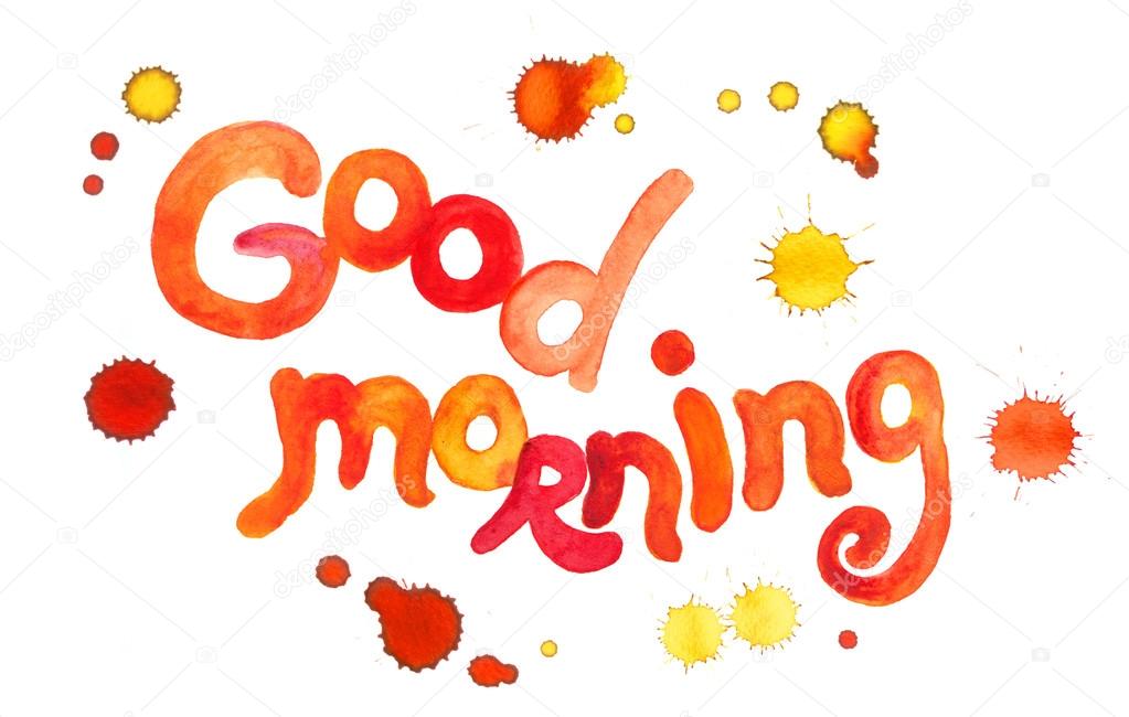 Good morning hand written with orange color drops Stock Illustration by ...