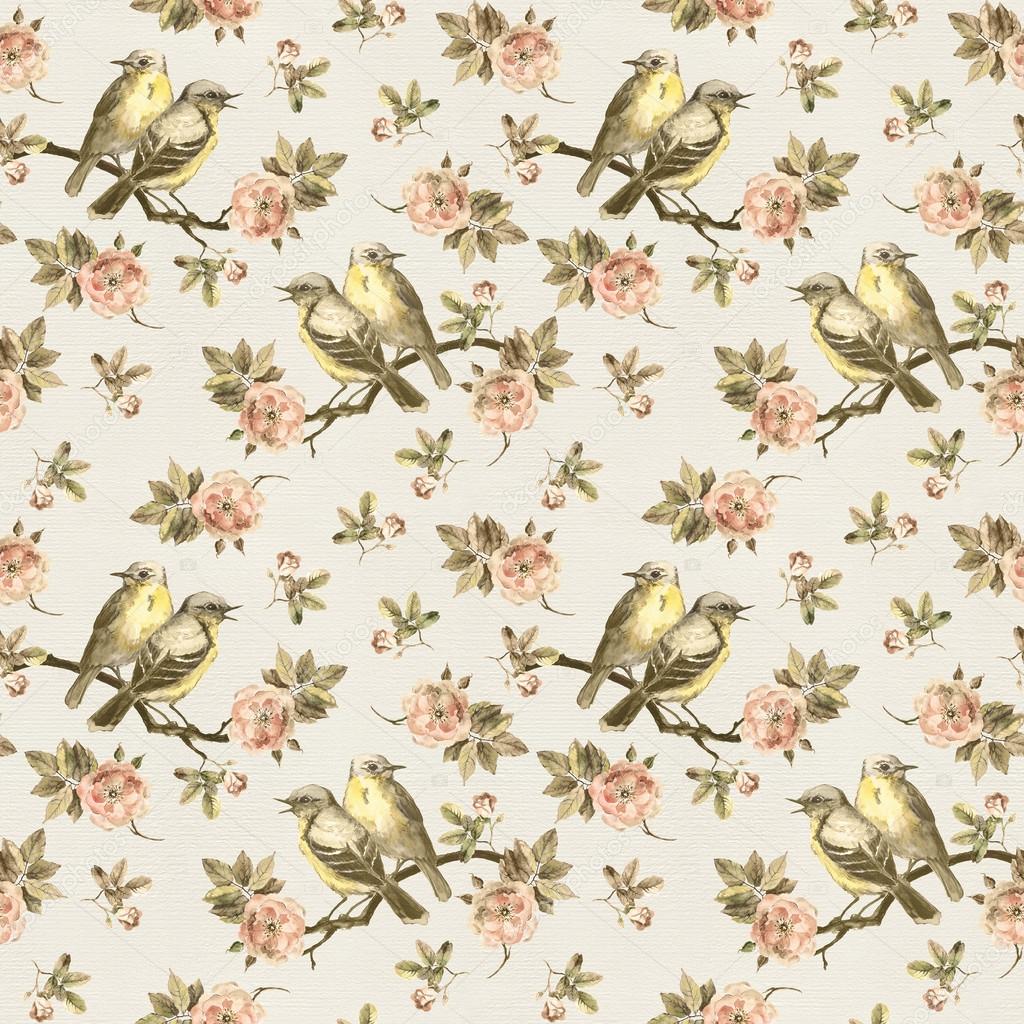 Vintage Bird Wallpaper Pattern