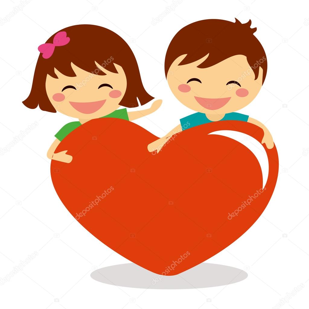 Día de San Valentín niños sosteniendo corazón Vector de stock por ...