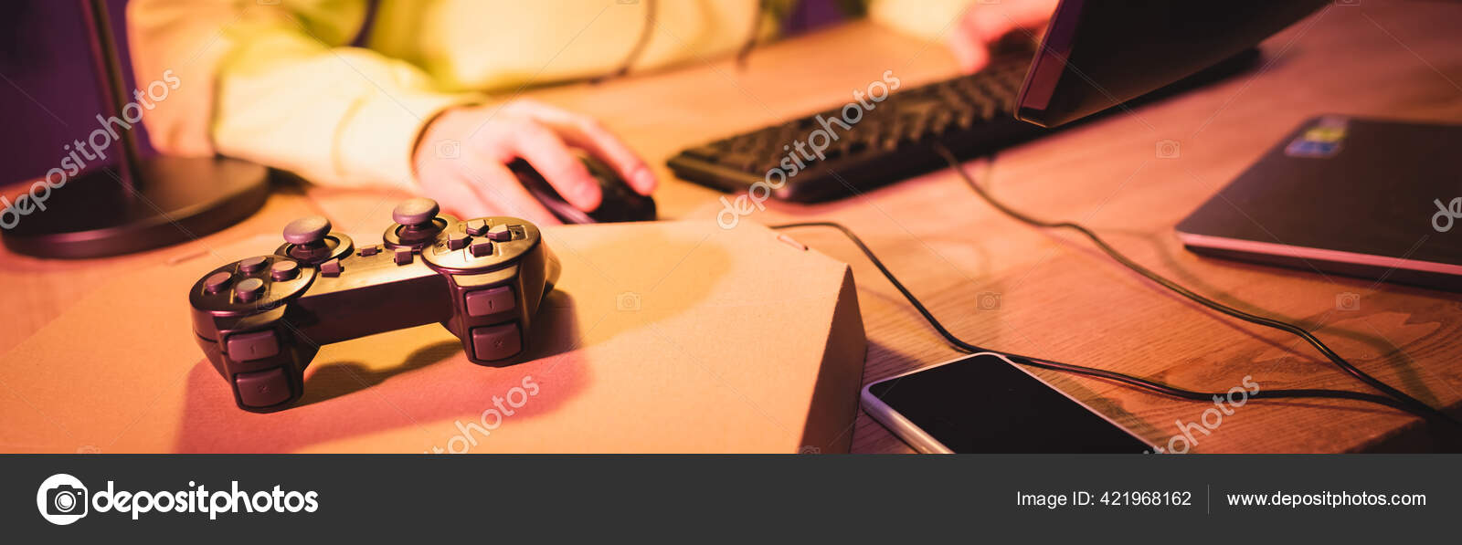 Kyiv Ukraine August 2020 Joystick Pizza Box Smartphone Gamer Computer ...