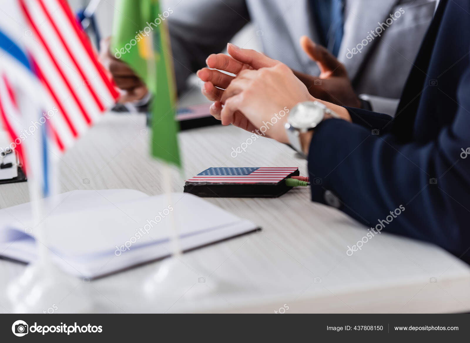 Cropped View Interpreter Digital Translator African American ...