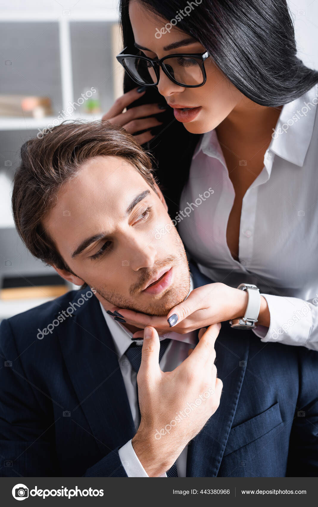 Passionate Brunette Businesswoman Seducing Young Colleague Office Stock ... Passionate Brunette Businesswoman Seducing Young Colleague Office Stock ...