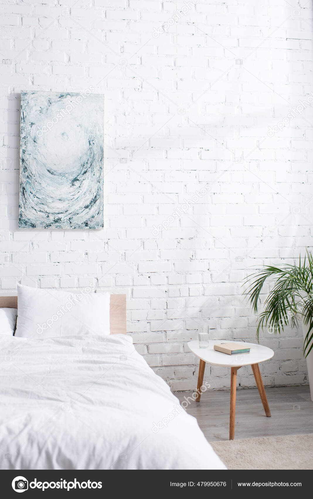 Bed Coffee Table Modern Bedroom — Stock Photo © HayDmitriy #479950676