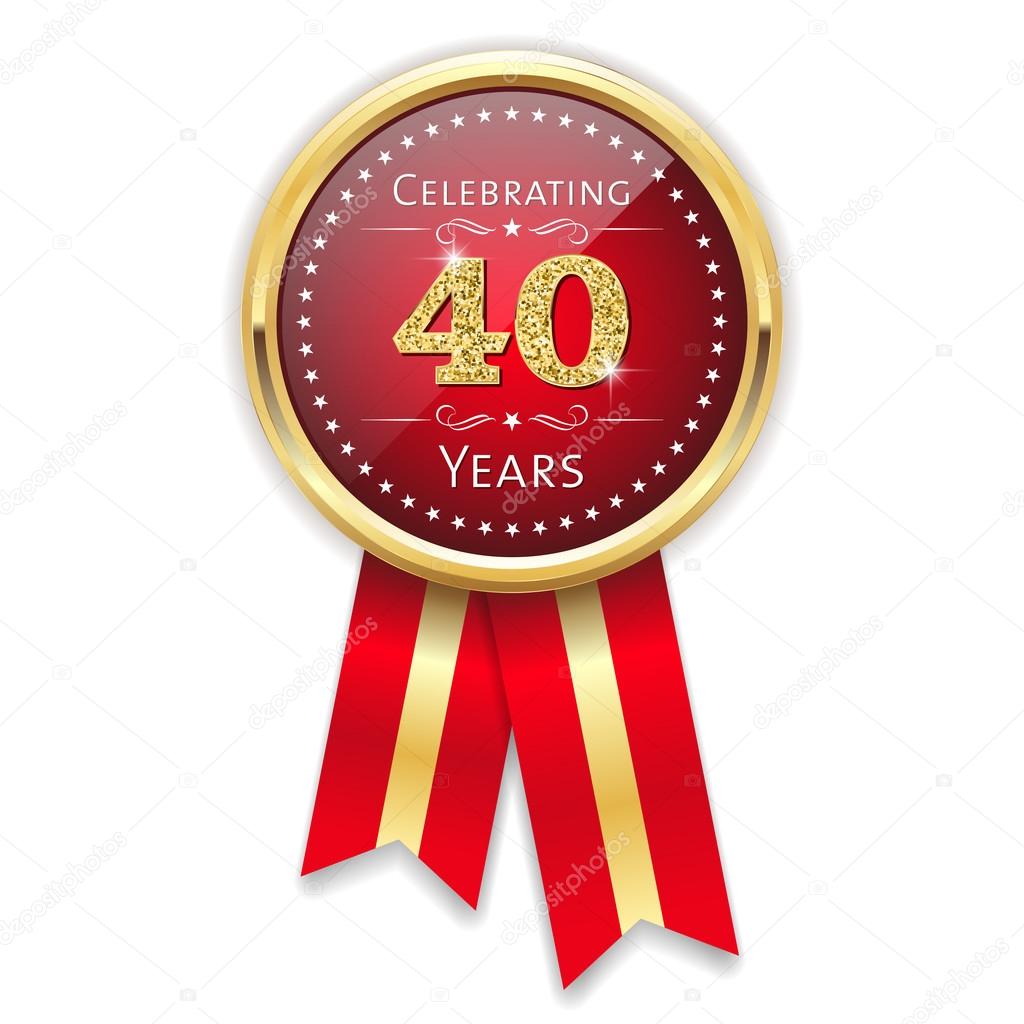 Red celebrating 40 years badge — Stock Vector © newartgraphics #102832186