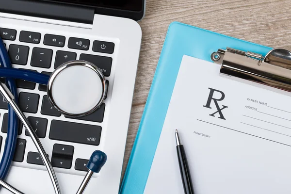 Close-up view of medical doctor working table - Stock Image - Everypixel