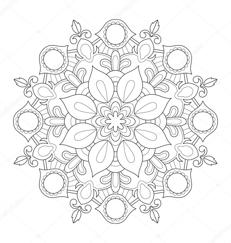Mandala Illustration For Adult Coloring Stock Illustration By ©rijal