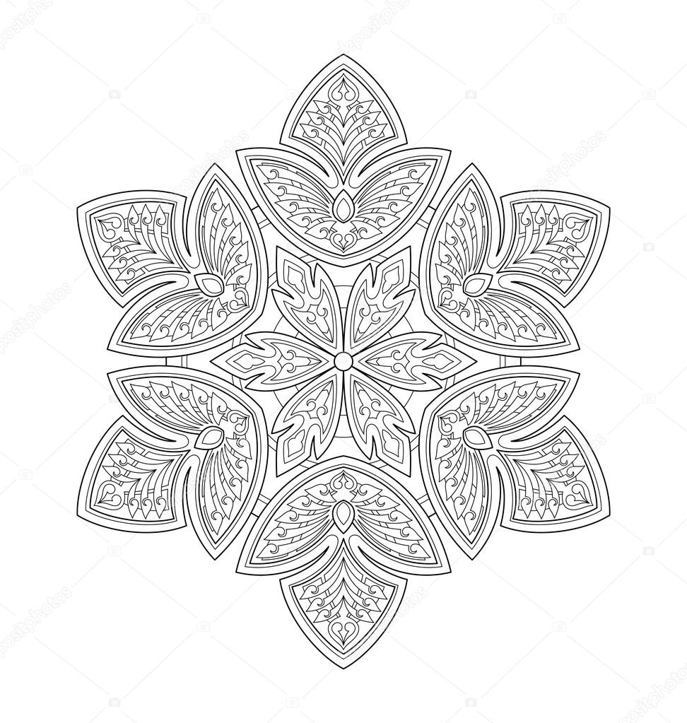 Mandala Illustration For Adult Coloring — Stock Vector © Rijal 107009302