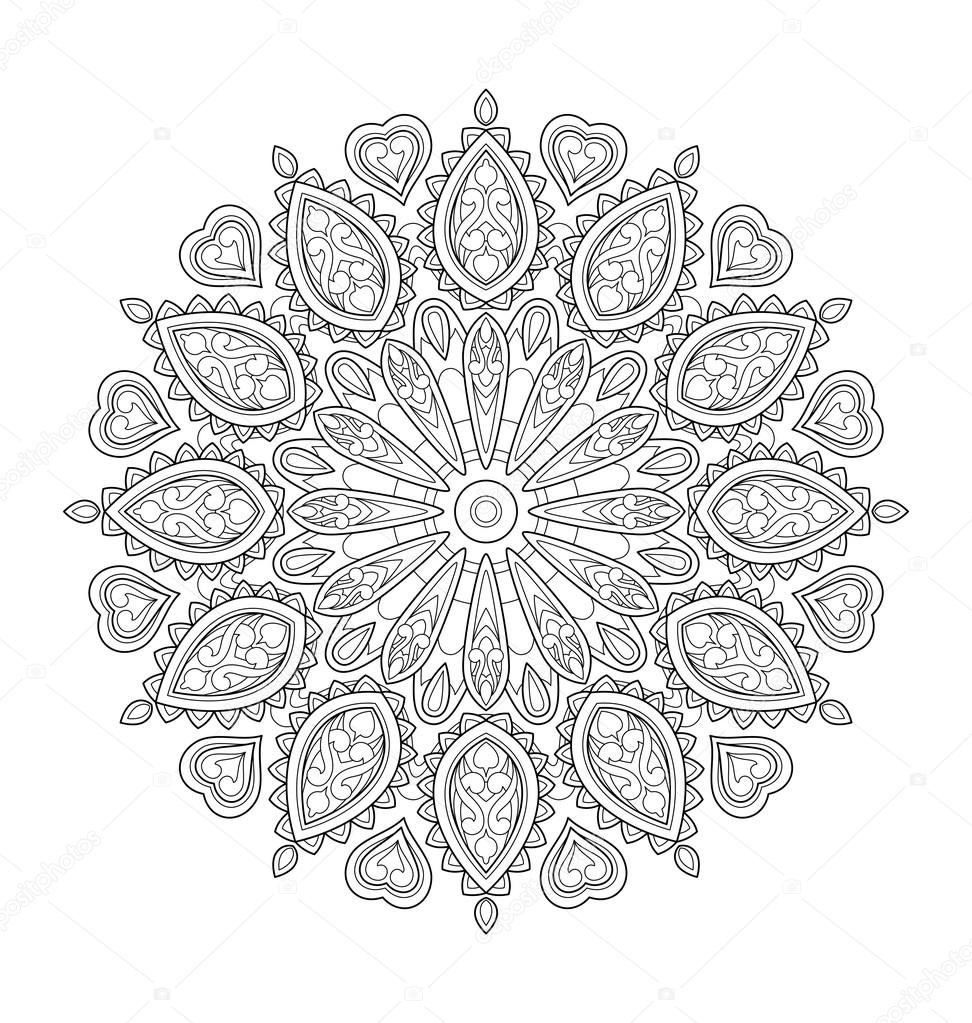 Mandala Illustration For Adult Coloring — Stock Vector © Rijal 107009314