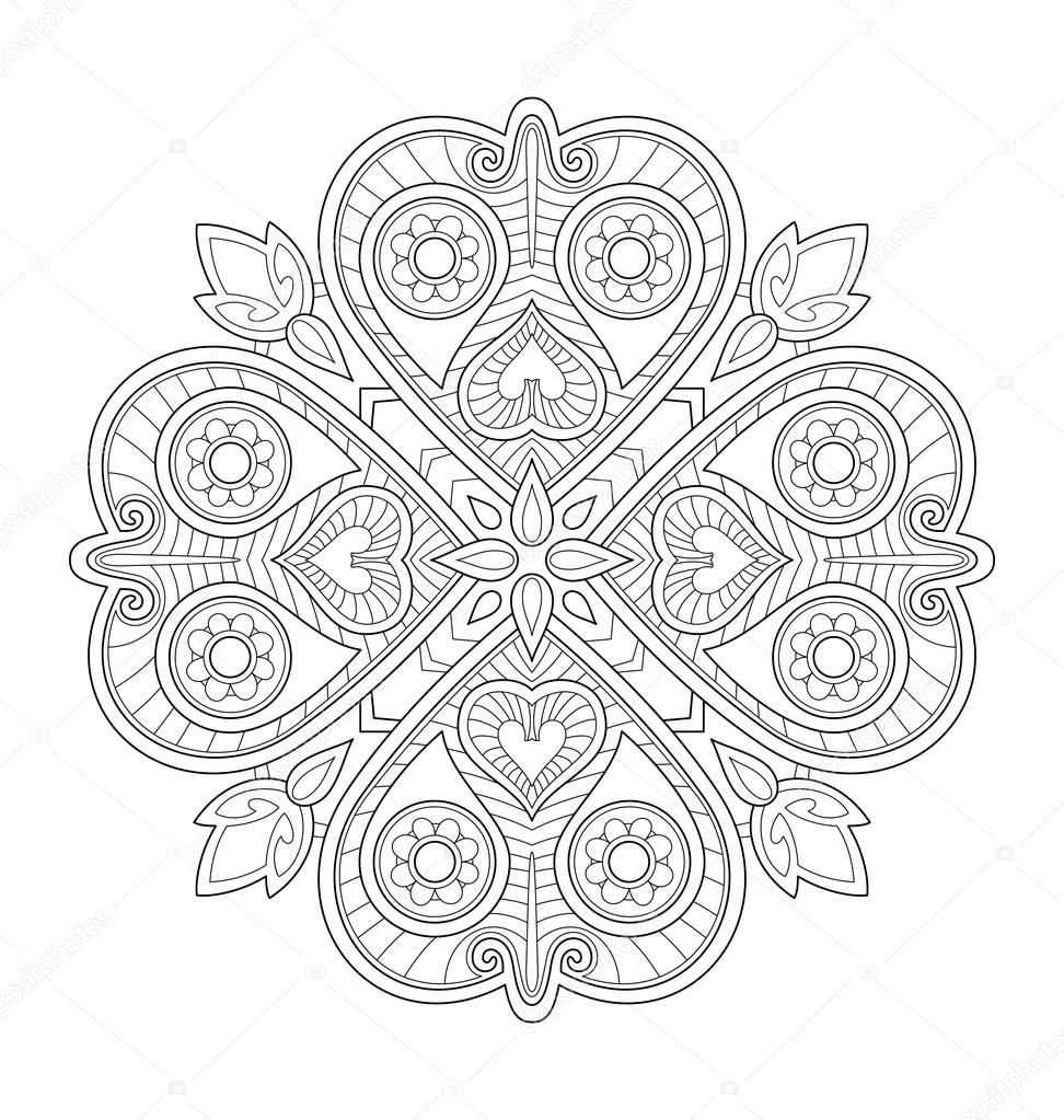Mandala Illustration For Adult Coloring — Stock Vector © Rijal 107009340