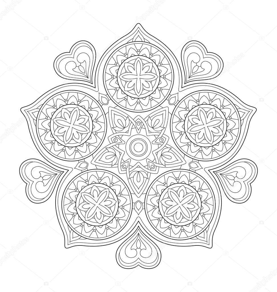 Mandala Illustration For Adult Coloring — Stock Vector © Rijal 107009446
