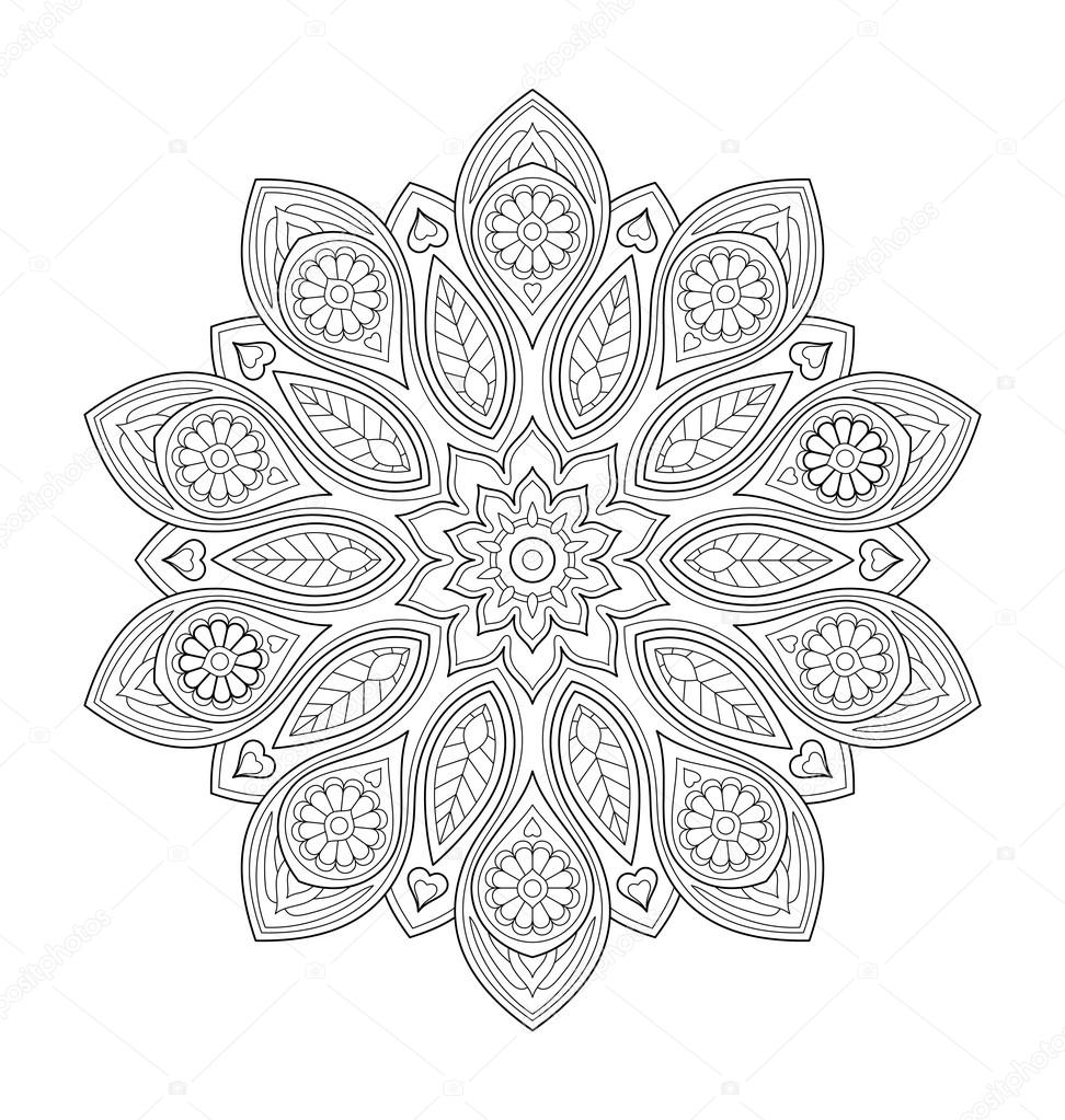 Mandala Illustration For Adult Coloring — Stock Vector © Rijal 107009474