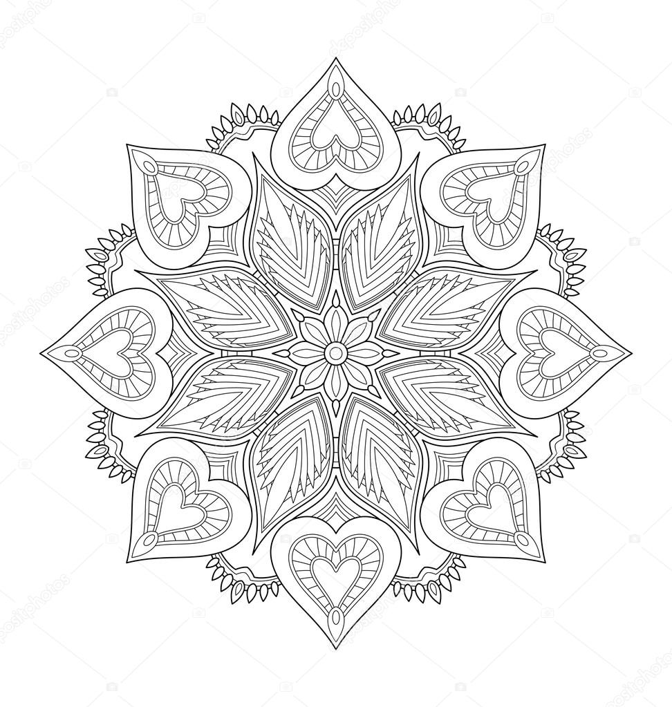 Mandala Illustration For Adult Coloring — Stock Vector © Rijal 109590372