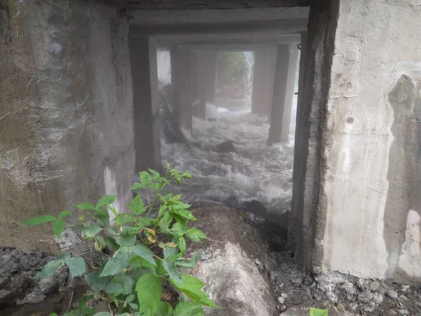 Water Flows Waterfall Basement Dam Flood Accident Stock Photo by ...