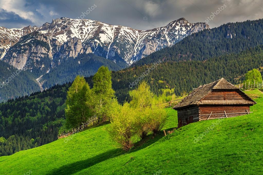 Spring alpine landscape near Bran,Transylvania,Romania,Europe — Stock ...