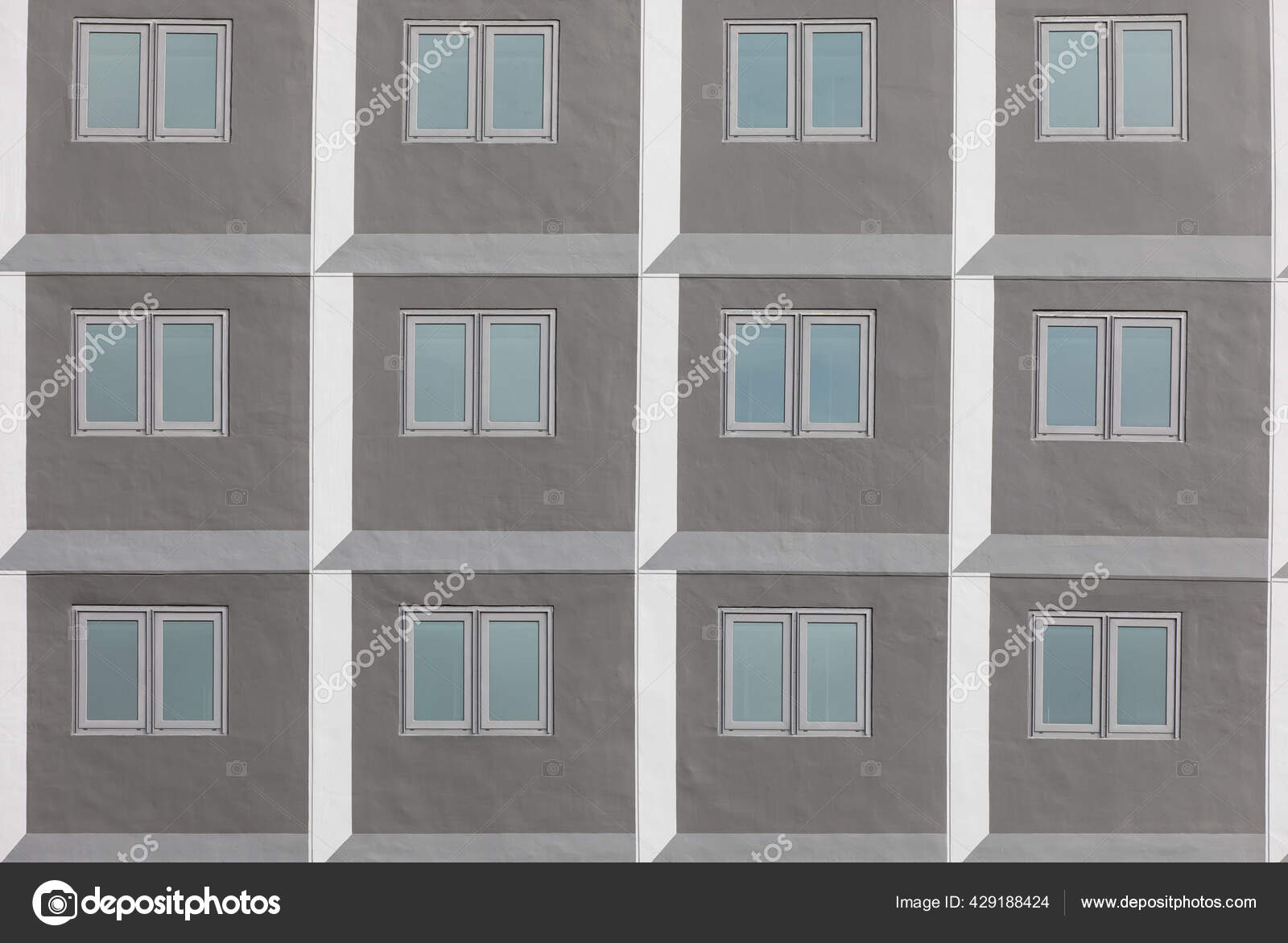 Minimalist Facade Modern Office Building Square Windows Frontal View ...