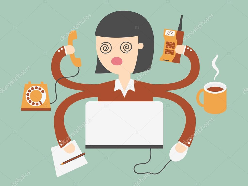 Busy Woman — Stock Vector © Samuraitop 85865722