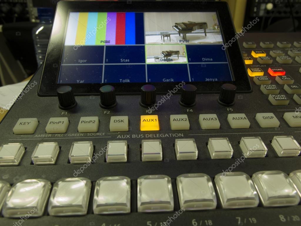 Button on the control panel television equipment — Stock Photo © maxcam ...
