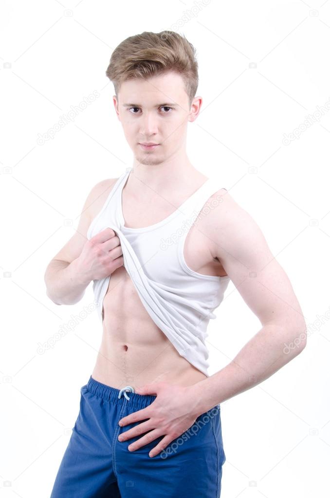 Young guy. Healthy lifestyle. White background. Stock Photo by ...