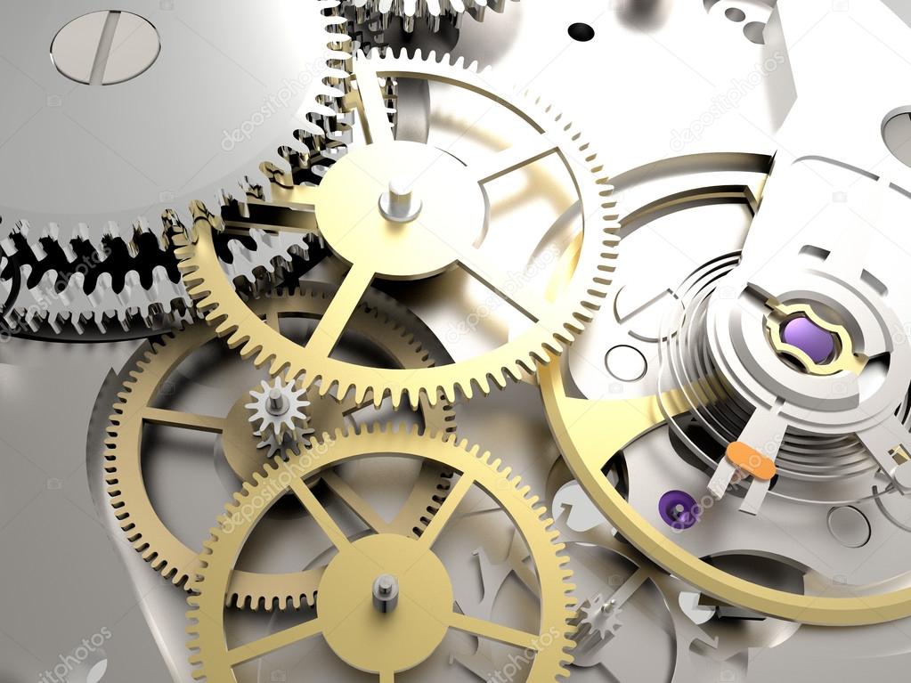 Close up watch mechanism. technology abstract background. High ...