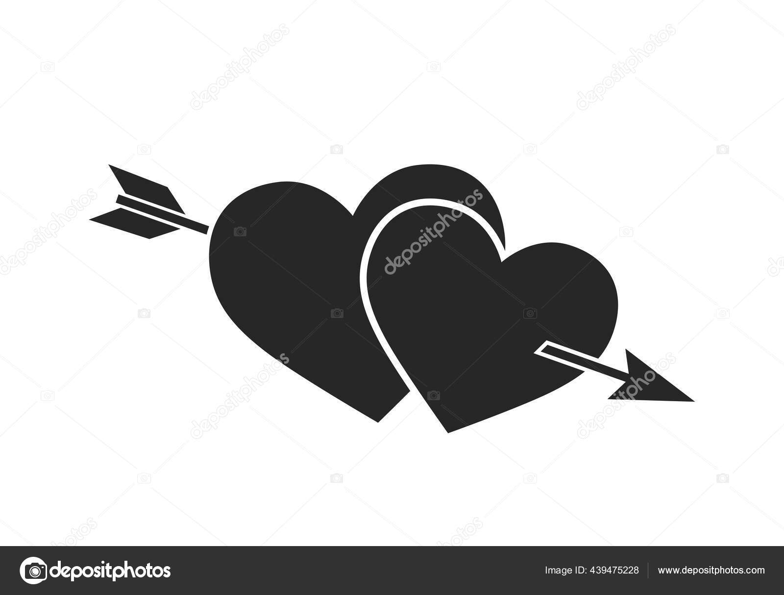Two Hearts Arrow Icon Valentines Day Love Symbol Isolated Vector Stock ...