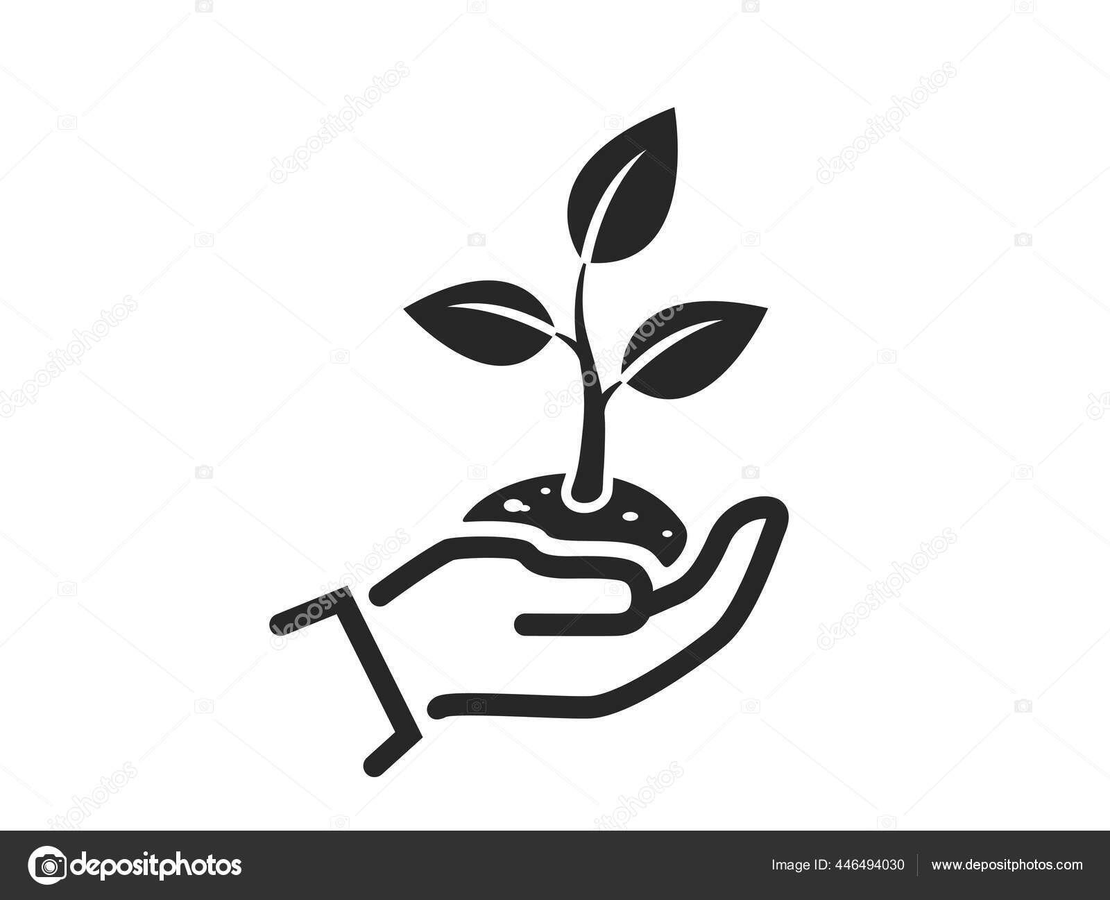 Planta Brotar Icono Mano Guardar Símbolo Del Entorno Elemento ...